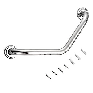 ROVATE Shower Angled Grab Bar, Bathroom Safety 17-Inch Stainless Steel Bathtub Grip, Chrome