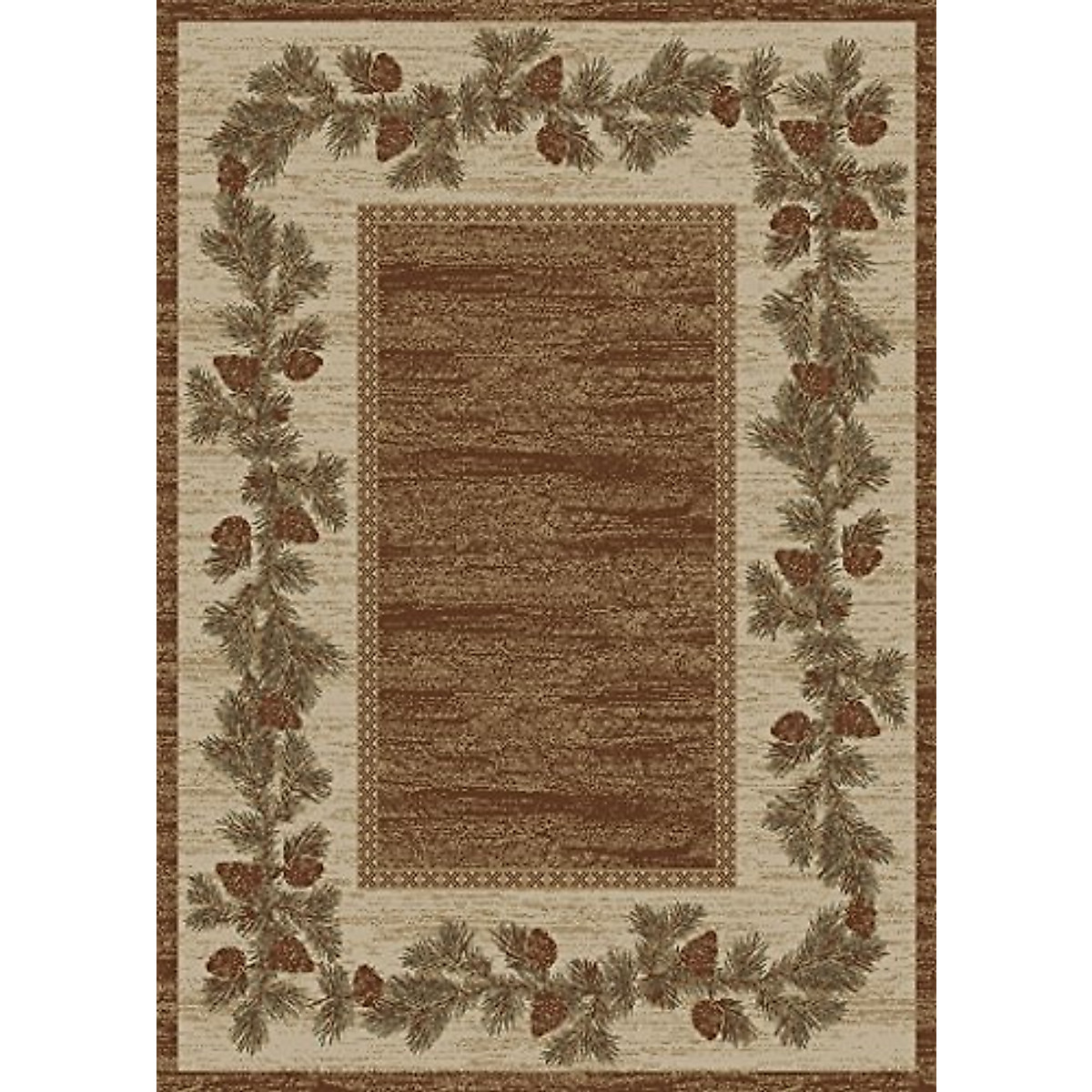 Rug Empire Rustic Lodge, Pine Cone Open Field Area Rug, 26" W x 39" L, Multi 6708