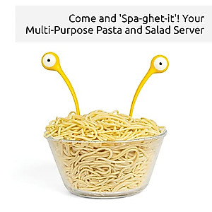 OTOTO Pasta Monsters and Salad Servers - BPA-Free Fun Kitchen Gadgets - 100% Food Safe Salad Spoon and Fork Set - Pasta and Salad Server - 11.93x 3.39 x 2.24 inch