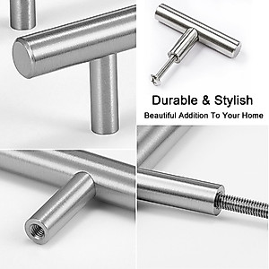 THSIREE 12PCS Cabinet Knobs, Cabinet Pulls Drawer Knobs, T Knobs Single Hole Cabinet Hardware with Screws, for Kitchen Bedroom Furniture, Silver
