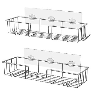 Jninexiu 16 Pack Shower Caddy Adhesive Replacement, Shower Hooks for Shower Caddy Adhesive Replacement Clear Strong Sticker Hooks No Drilling Sticky Hanging Hooks