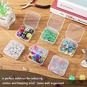 SATINIOR 300 Packs Clear Small Plastic Containers 2.12 x 2.12 x 0.8 Inches Transparent Storage Box with Hinged Lid in Bulk for Jewelry Hardware Crafts Small Items