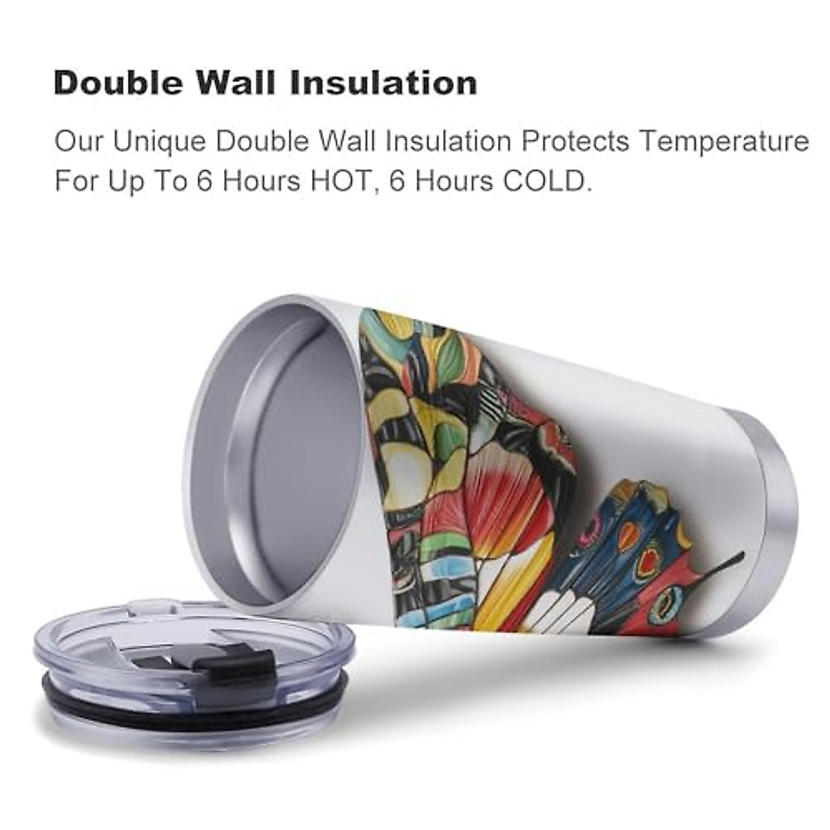 zxxpensy 20 Oz Tumbler Travel Cup Colorful Butterfly Water Bottle, Stainless Steel Vacuum Insulated Coffee Mug with Straw Lid And Cleaning Brush