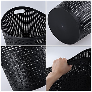 Callyne 6-Pack Plastic Storage Basket, Laundry Hamper Storage Basket, Black
