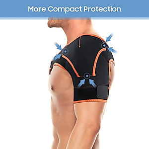 Shoulder Stability Brace, Compression Sleeves Recovery Rotator Cuff Support Wrap with Pressure Pad Adjustable Breathable Arm Strap for Men Women AC Joint Pain Relief Injuries Tears Dislocated