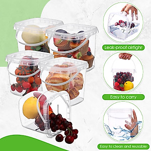 Menkxi 15 Pcs 68 oz Plastic Deli Containers with Lids and Handles Square Clear Food Storage Containers Reusable Freezer Containers for Food Storage and Meal Prep, Freezer and Microwave Safe