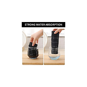 Cotton Terry Kitchen Dish Cloths | Set of 10 | 12 x 12 Inches | Super Soft and Absorbent |100% Cotton Dish Rags | Perfect for Household and Commercial Uses | Black