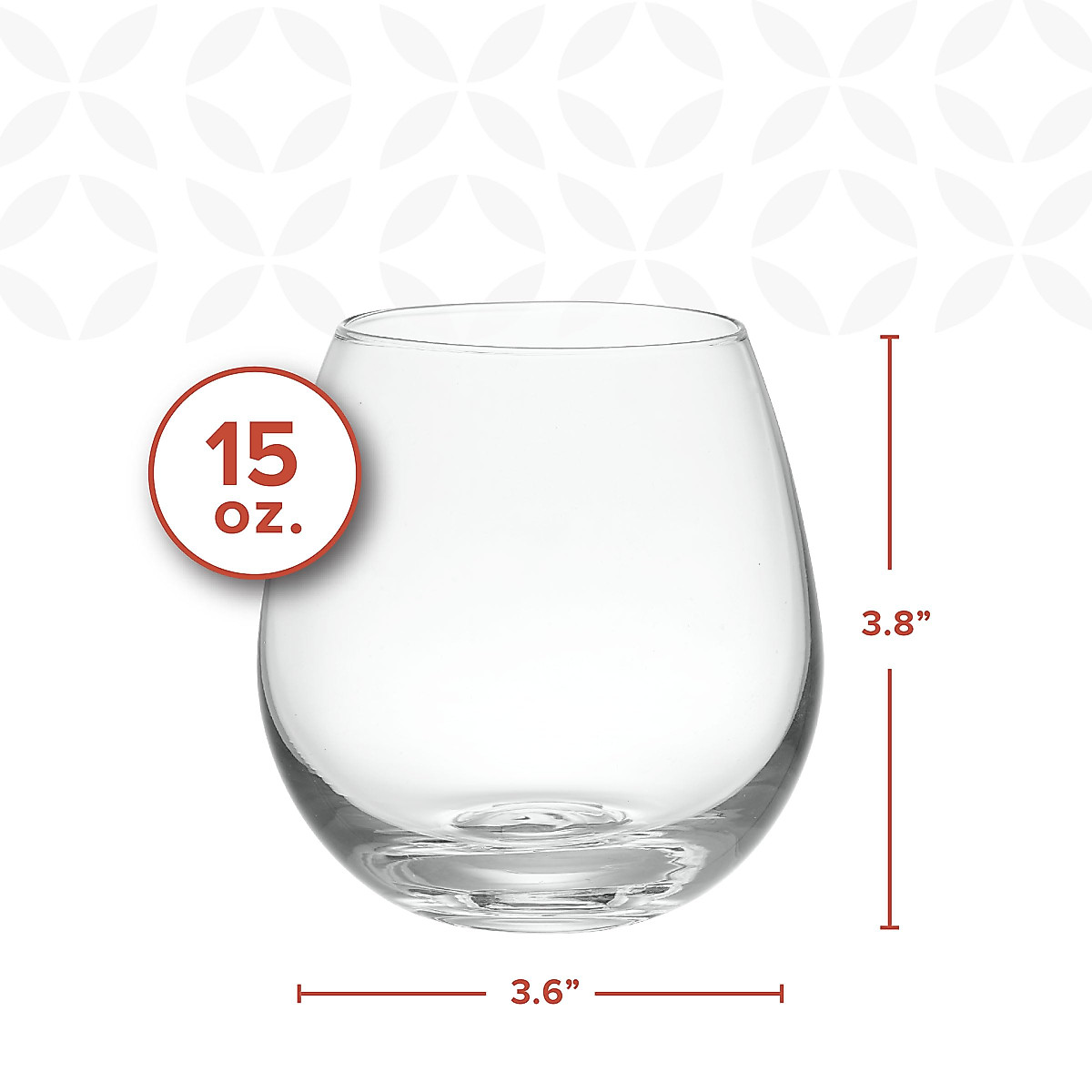 GLING [15 oz Stemless Wine Glasses Set of 4, Wine Glass Cups for Red or White Wine - These Crystal Tumblers are Great for Wedding, Birthdays, and All Occasions