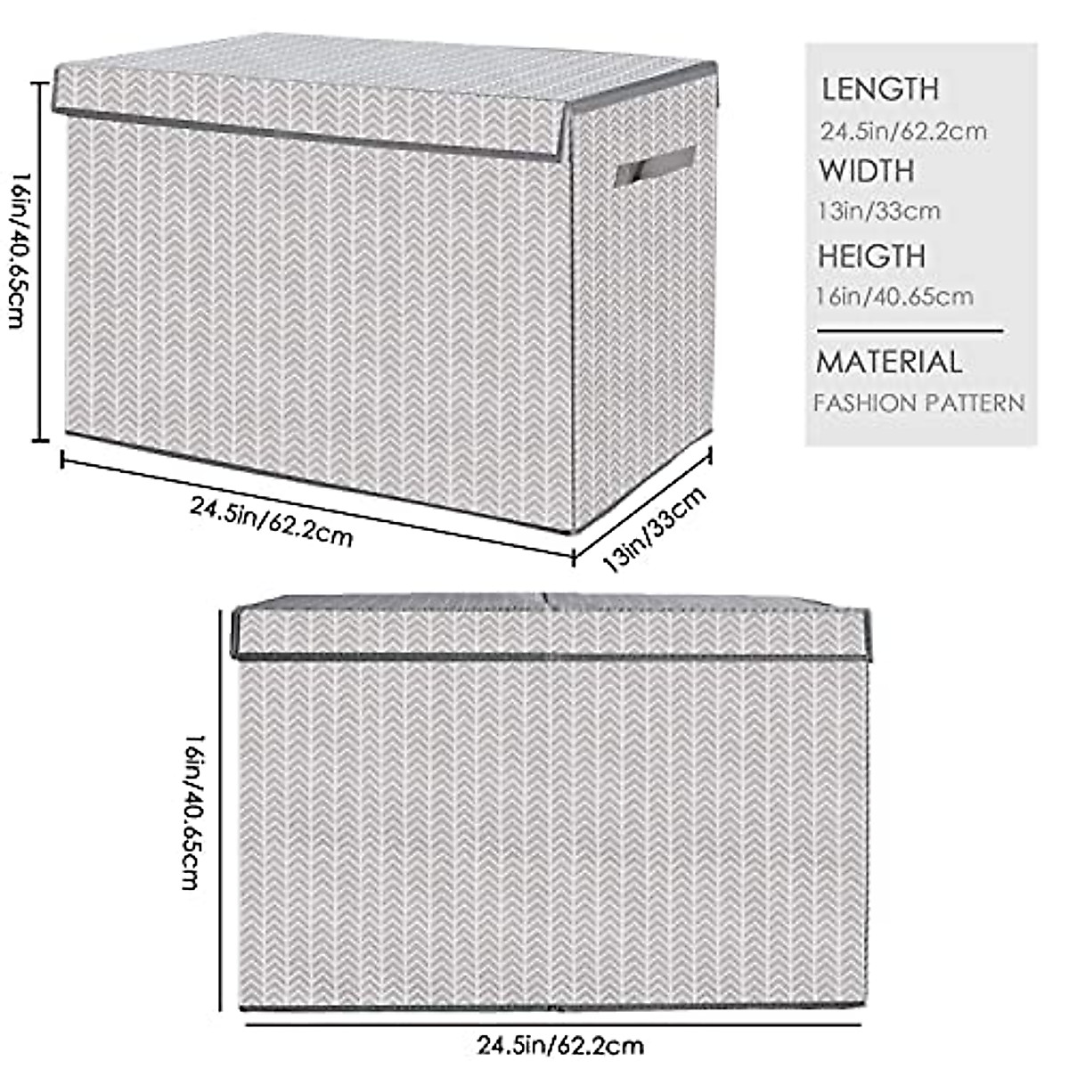 VERONLY Kids Toy Box Chest Storage with Lid Set of 2 - Collapsible Sturdy Toys Boxes Organizer Bins with Handles for Nursery,Playroom,Closet Home Organization