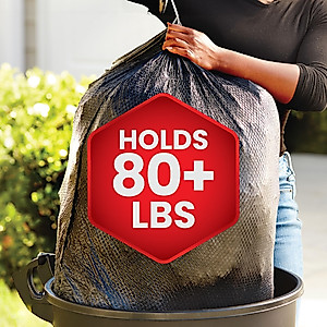 GLAD ForceFlex Large Drawstring Trash Bags, 30 Gallon Black Trash Bags for Large Kitchen Trash Can, Mountain Air Scent to Eliminate Odors, 50 Count (Package May Vary)