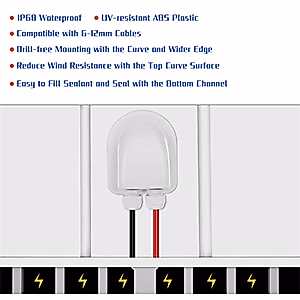 ILSSLI Solar Cable Entry Gland, Waterproof Solar Double Cable Connector Cover Solar Photovoltaic Plastic Bracket Curved ABS Dual Cable Entry Housing for Solar Panels of RV, Caravan Boat