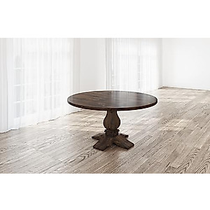 JAMES + JAMES Knotty Alder Round Top Heirloom Pedestal Table (Tobacco, 48" Round x 30" H)