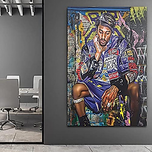 Kobe Bryant Poster Canvas Wall Art Print Mamba Mentality Inspirational , Basketball Player Sports Home Motivational Artwork For Home,Office,Gym Wall Decor 16X24Inch - No Frame