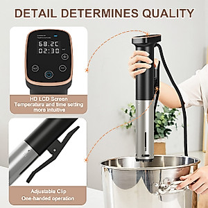 Sous Vide Cooker, 1100W Sous Vide Machine, Ultra-quiet Fast-Heating Immersion Circulator Precise Cooker with Big Touchscreen Accurate Temperature and Time Control, IPX7 Waterproof