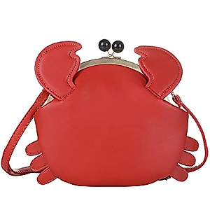 Personalized cartoon style ladies shoulder bag, crab-shaped messenger bag, animal style ladies handbag(Red)