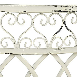 SAFAVIEH Outdoor Collection Lara Victorian Antique White Iron Kissing Bench