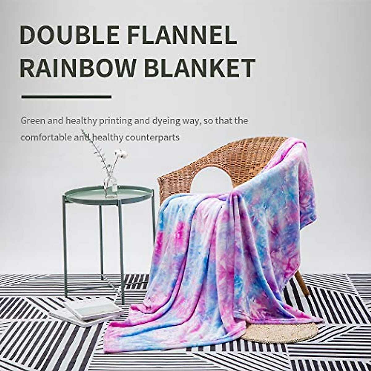 COCOPLAY W Colorful Throw Blanket, Rainbow Throw Blanket Super Soft Fuzzy Light Weight Luxurious Cozy Warm Microfiber Blanket for Bed Couch Living Room (Purple Rainbow, Throw (50"x60"))