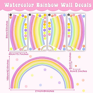 84x42 Inch Extra Large Rainbow Wall Decal Colorful Rainbow Polka Dot Wall Decals Large Rainbow Wall Sticker Fabric Wall Decals Nursery Rainbow Wall Stickers for Kids Rooms Girls Bedroom