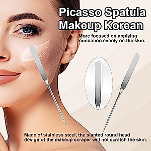5pcs Makeup Spatula Korean Set,Including Foundation Spatula Makeup Korean Stainless Steel Makeup Palette Acrylic Cosmetic Palette,Makeup Mixing Palettes Cosmetic Spatula Tool