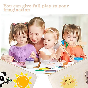 Juinelate 10 Pack Large Blank Canvas Makeup Multi-Purpose Cosmetics Bag with Zipper, Beige