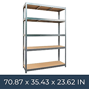G-Rack Garage Shelving Unit: 180cm x 90cm x 60cm | Single Bay, Galvanised Steel 5 Tier Unit | 175kg Load Weight Per Tier (875kg Per Rack) | for Your Garage & Elsewhere! | Shelf Unit | Van Racking