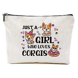 Corgi Makeup Bag Corgi Gifts for Corgi Lovers Women Corgi Stuff Merch Animal Lover Funny Birthday Christmas Gift for Teens Girls Daughter Sister Bestie Niece Just A Girl Who Loves Corgis