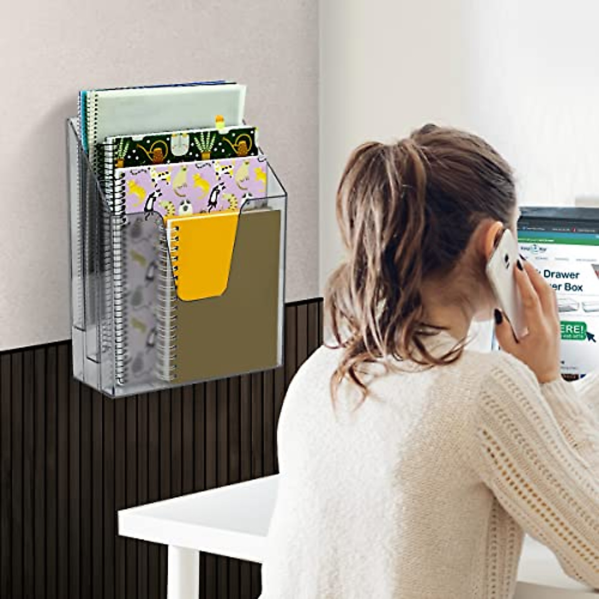 Acrimet Vertical Triple File Folder Organizer - Desk & Wall