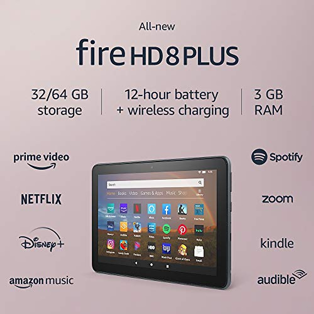 Amazon Fire HD 8 Plus tablet, HD display, 32 GB, our best 8" tablet for portable entertainment, Slate (Renewed Premium)