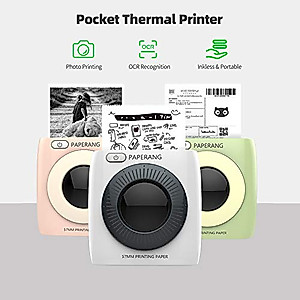 PAPERANG P2 Mini Pocket Printer BT Wireless Printer Portable Thermal Printer 300dpi for Photo Picture Receipt Memo Note Label Sticker Compatible with Android iOS Windows Mac