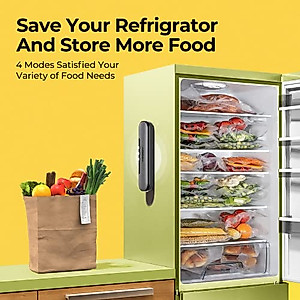 MCJ Vacuum Sealer Machine，Automatic Vacuum Food Sealer Machine 60KPA for Food Preservation /Portable Design/Starter Kit/Built-in Cutter/Dry & Moist Food Modes /10 Pcs Vacuum Bags(Gray)