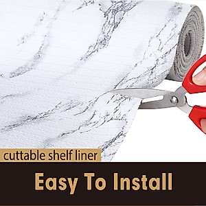 Drawer and Shelf Liner 12 in x 10 FT, Non Adhesive Water Resistant, Easy Clean and Trim, Smooth Surface Liners for Kitchen Cabinet, Shelves, Drawers, Pantry, Marble