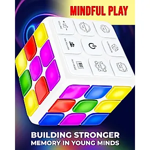Skywin Puzzle Cube Game (White) - Flashing Cube Handheld Electronic Games Stem Toy - Fun Memory Games & Brain Games for Adults and Kids