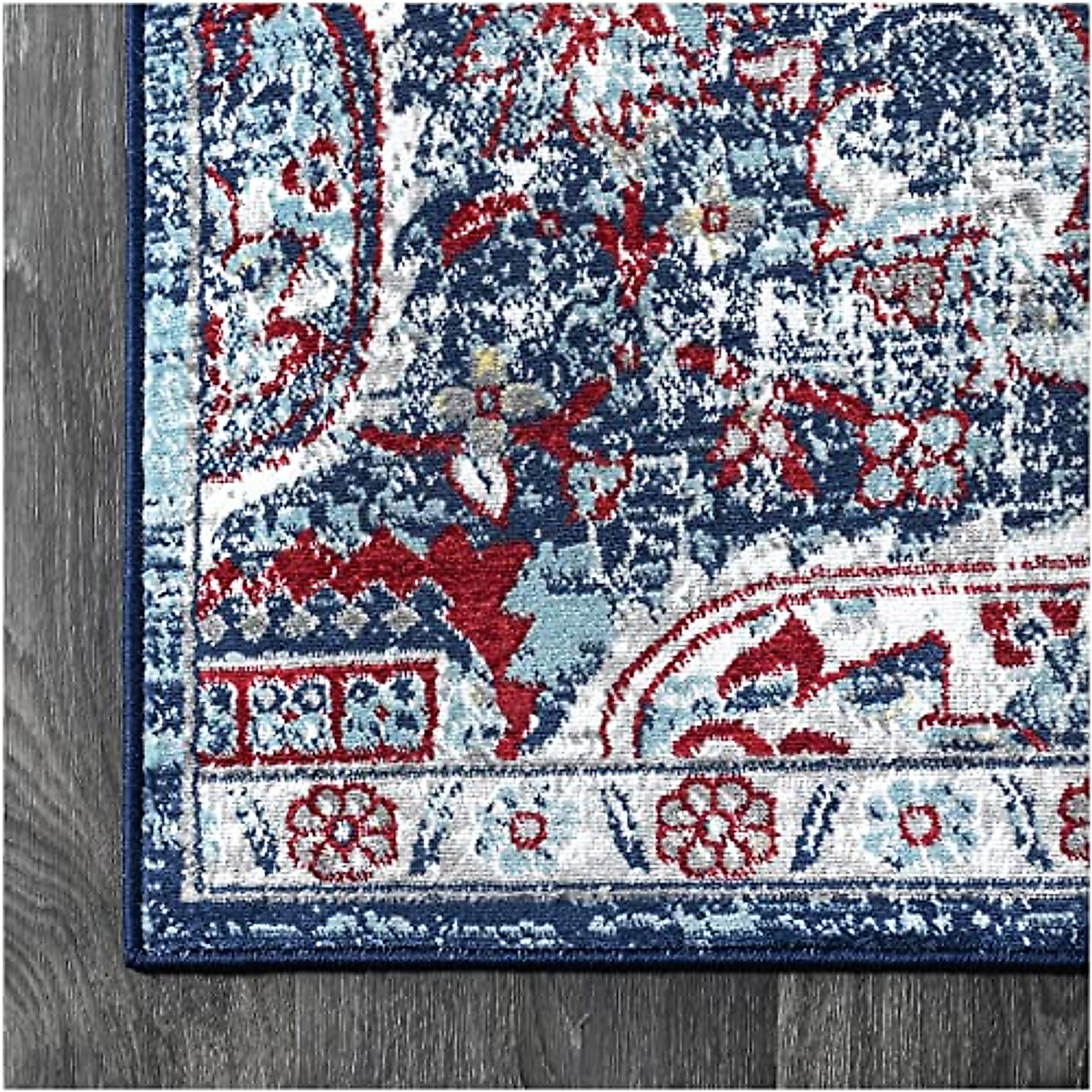 JONATHAN Y Modern Persian Vintage Medallion Red/Navy 3 ft. x 5 ft. Area-Rug Country, Easy -Cleaning, for Bedroom, Kitchen, Living Room, Non Shedding (MDP104A-3)