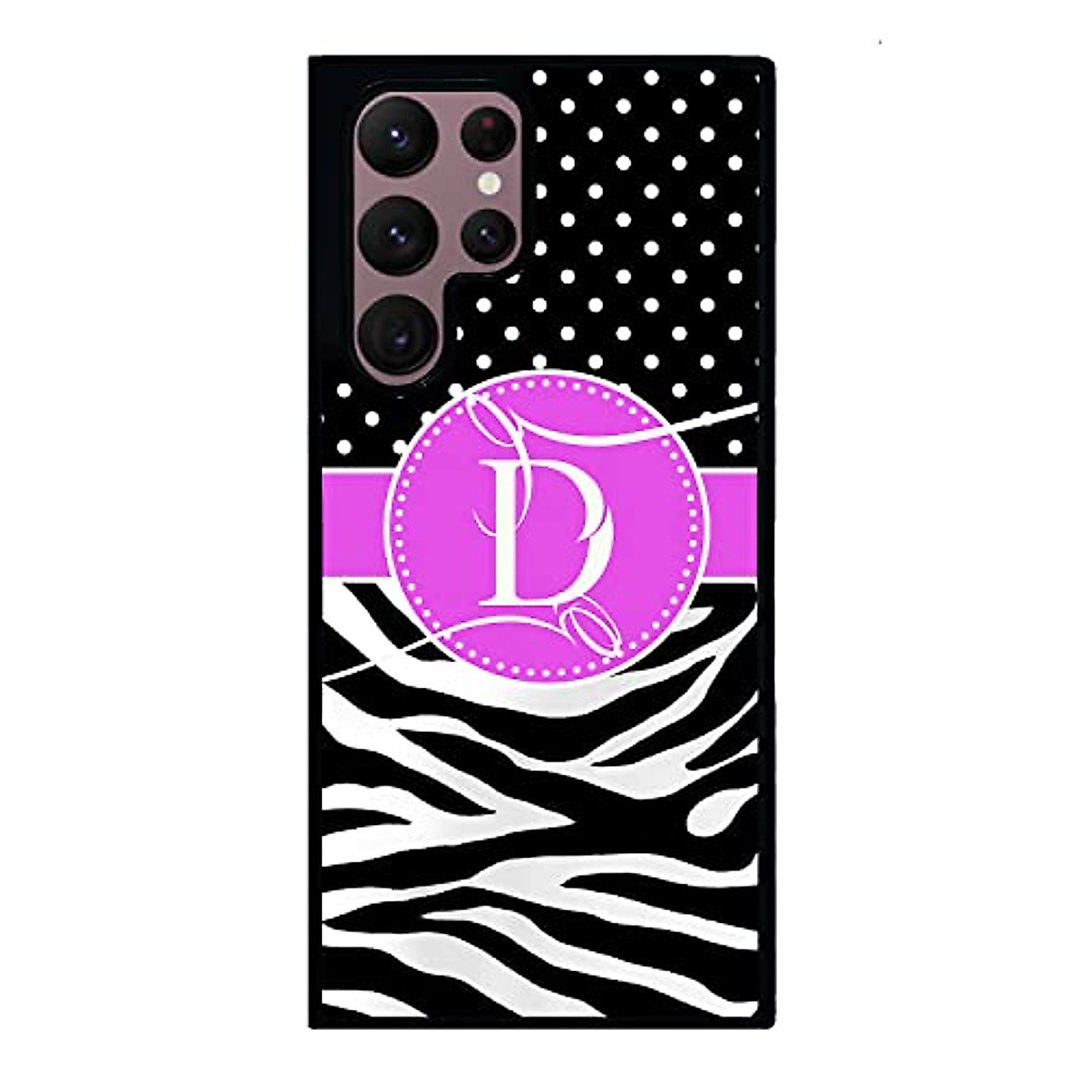 Zebra Dot Personalized Black Rubber Phone Case Compatible With Samsung Galaxy S23, S23+, S23 Ultra, S22, S22+, S22 Ultra, S21 FE, S21, S21+, S21 Ultra, S20 FE, S20 + Ultra, Note 20 Ultra,S10 S10e S10+