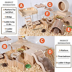 JanYoo Rat Toys Hamster Suspension Bridge Wooden Ladder Gerbil Sugar Glider Cage Accessories Small Animal Ramp Bendable
