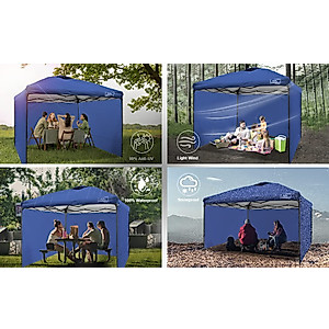 KAMPKEEPER Instant 10X10 Canopy Sidewalls with Zipper for Pop Up Canopy Frame, Single Sunwall fit 10' Outdoor Canopies with Straight Leg(Navy Blue)