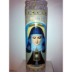 Saint Clara (Santa Clara) 7 Day Unscented White Candle in Glass