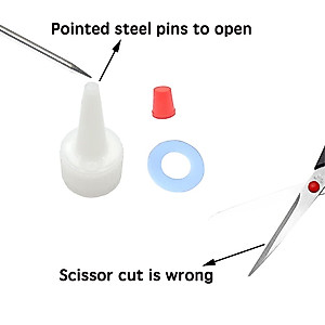 50Pcs 24/410 Natural Red Tip Yorker Caps with .030 Orifice Hole, Neck Diameter 26mm Red Pointed Nose Bottle Caps for Squeeze Bottles Glue Bottles