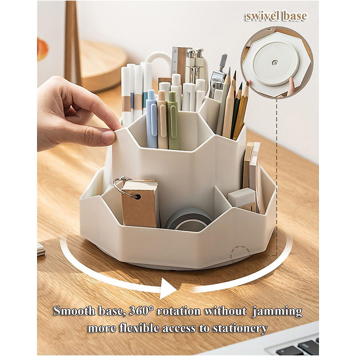 YipuVR 360 Degree Rotating Pen Holder,9 Slots Pencil Pen Holder for Desk Cute,Desk Organizers And Accessories for Stationery Supplies,Pen Organizer for Office School Home