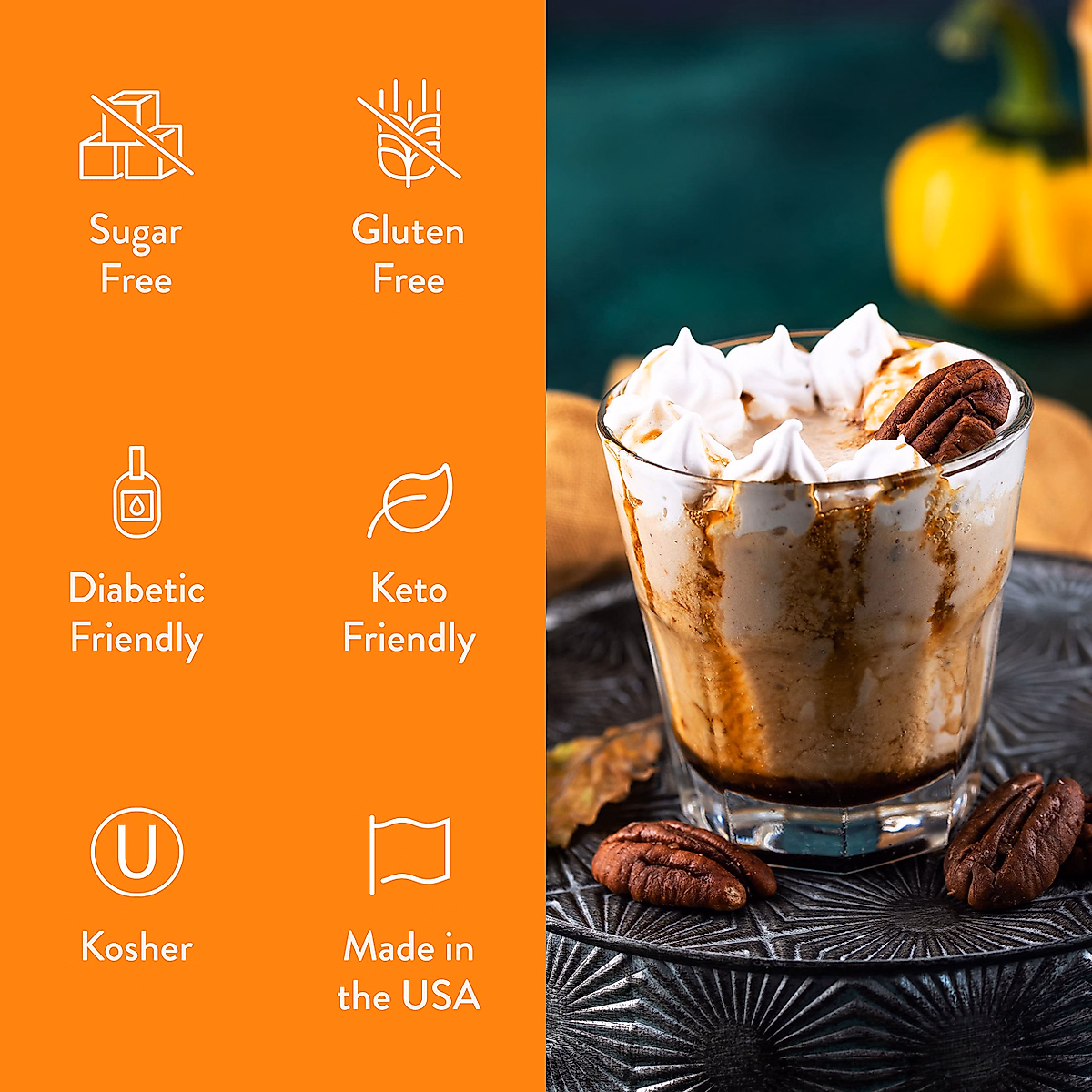 Jordan's Skinny Syrups Sugar Free Coffee Syrup, Caramel Pecan Flavor Drink Mix, Zero Calorie Flavoring for Chai Latte, Protein Shake, Food & More, Gluten Free, Keto Friendly, 25.4 Fl Oz, 2 Pack