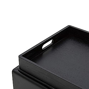CHITA Storage Ottoman Cube with Tray,Footrest Stool Seat Serve as Side Table, PU Leather in Black
