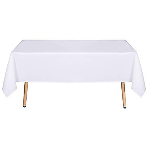 sancua Rectangle Tablecloth - 60 x 84 Inch - Stain and Wrinkle Resistant Washable Polyester Table Cloth, Decorative Fabric Table Cover for Dining Table, Buffet Parties and Camping, White
