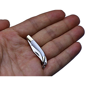 JPCRMOV Compact Folding Knife keychain Tiny Weights 6g, Mini Pocket Knife EDC, Natural Shell Handle