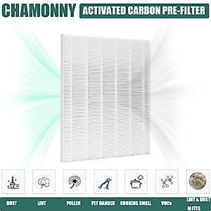 CHAMONNY D360 True HEPA Replacement Filter D3, Compatible with Winix D360 Air Purifier, Compare to Winix D3 Filter, Item Number 1712-0101-02,1 H13 True HEPA Filters + 4 Activated Carbon Pre-Filters