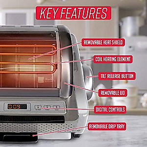 Ronco EZ-Store Rotisserie Oven, Gourmet Cooking at Home, Cooks Perfectly Roasted Chickens, Turkey, Pork, Roasts & Burgers, Large Capacity, 3 Cooking Options: Roast, Sear, No Heat Rotation, Stainless