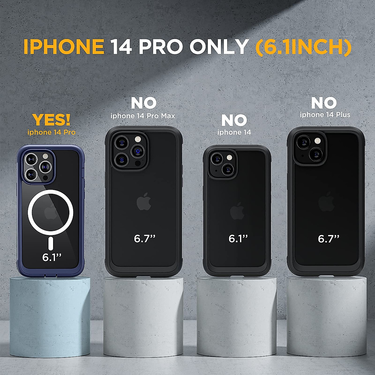 Miracase Magnetic for iPhone 14 Pro Case, [Compatible with MagSafe] [Built-in Tempered Glass Screen Protector] Full-Body Rugged Protective Case with Camera Lens Protector, Gem Blue