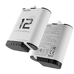 TELESIN Enduro Battery (2-Pack) for GoPro 12 11 10 9, Long Lasting Large Capacity as original Enduro Batteries Support Fast Charge for Go Pro Hero 12 Hero 11 Hero 10 Hero 9 Camera Charger Accessories
