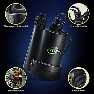 Water Pump Submersible Utility Pump Thermoplastic 1/4 HP Portable Electric Water Removal Drain Pump for Garden Tub Pond Basement Swimming Pool with 10-Foot Cord