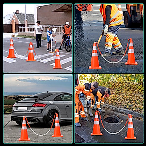 YITAHOME Traffic Cones 28 Inch (6 Pack), with 16.4FT Chain and Reflective Collars, PVC Orange Construction Cones, Safety Cones for Parking Lot, Home Road