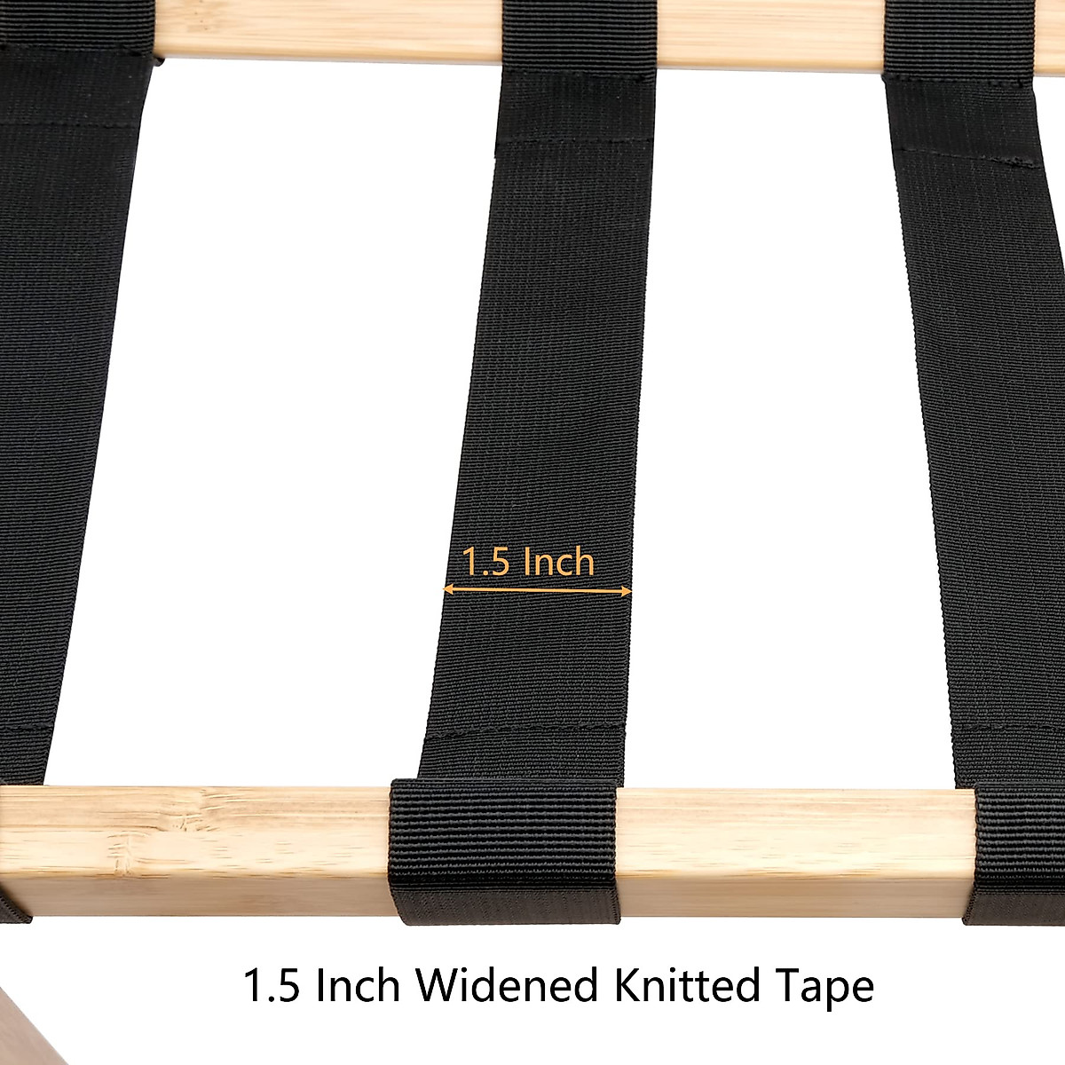 BAIDE PACK Wood Luggage Rack Stand for Guest Room, Folding Suitcase Holder Stand with 6 Support Straps for Home Bedroom Travel, Bamboo